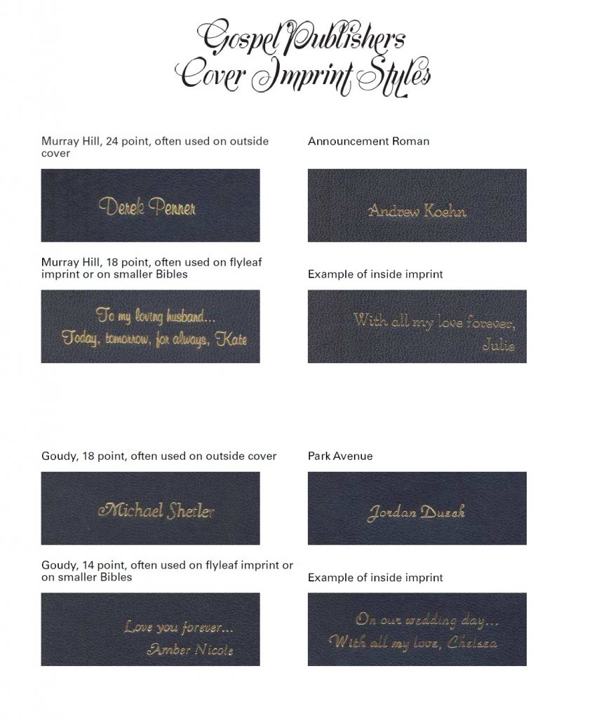 Font Sample Sheet | Gospel Publishers USA